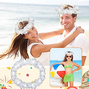 Retrowavy 24 Pcs LED Flower Crown Flower Wreath Headband Fairy Flower Girl Headpiece Light up Hair Accessories for Wedding(White)