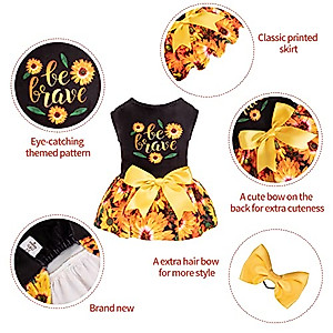 CuteBone Sunflower Dog Dress Velvet for Small Dogs Girl Puppy Dresses Yellow Dog Clothes CVA06XS-D