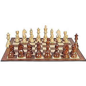 Folding Wooden Chess Set Chess, Portable Travel Chess Set,Board Game and Draughts Set 48cm x 48cm (19 Inch) Board Games