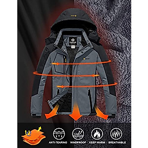GEMYSE Men's Mountain Waterproof Ski Snow Jacket Winter Windproof Rain Jacket (Dark Grey,Medium)