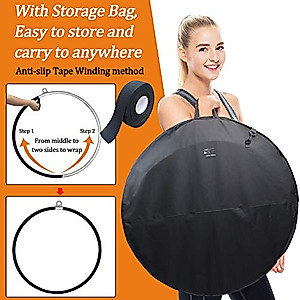 DASKING Aerial Hoop 85cm/90cm Aerial Ring Set Fully Strength Tested 500LBS Single Point Circus Aerial Equipment Yoga Hoop with Accessories and Storage Bag to Carry Yoga Equipment (90CM/25MM)