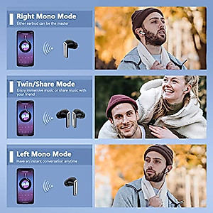 MAPAN True Wireless Earbuds Sports Heavy Bass Bluetooth Earphones, Noise Cancelling 32 Hrs TWS Headphones, Waterproof Hi-Fi Stereo in-Ear Earbud Sport Earbuds with Microphone for iPhones and Android
