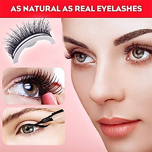 Kaylash Reusable Adhesive Eyelashes, Kayla Beauty Self Adhesive Lashes, Jesiibel Reusable 3D Self Adhesive Eyelashes, Thick Natural Lashes Makeup Fake Eyelashes, Women Self-adhesive Eyelashes-Natural1
