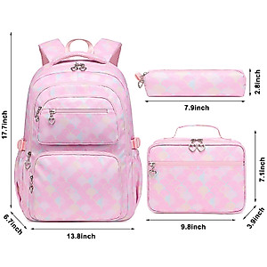 Joyfulife Mermaid Backpack for Girls Backpack with Lunch Box Kids Backpack Elementary Bookbags Primary Middle School Bags for Teens 3 in 1 School Backpack Set