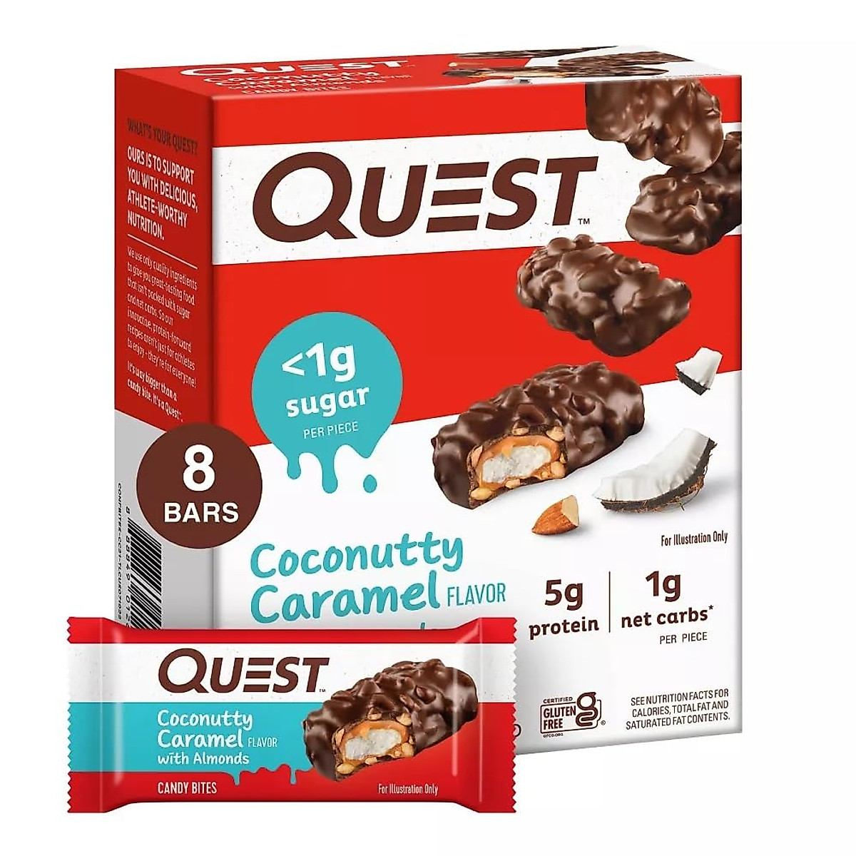 Quest Nutrition Coconutty Caramel Flavor With Almonds Candy Bites 5g Protein 1g Carb. (2pack)