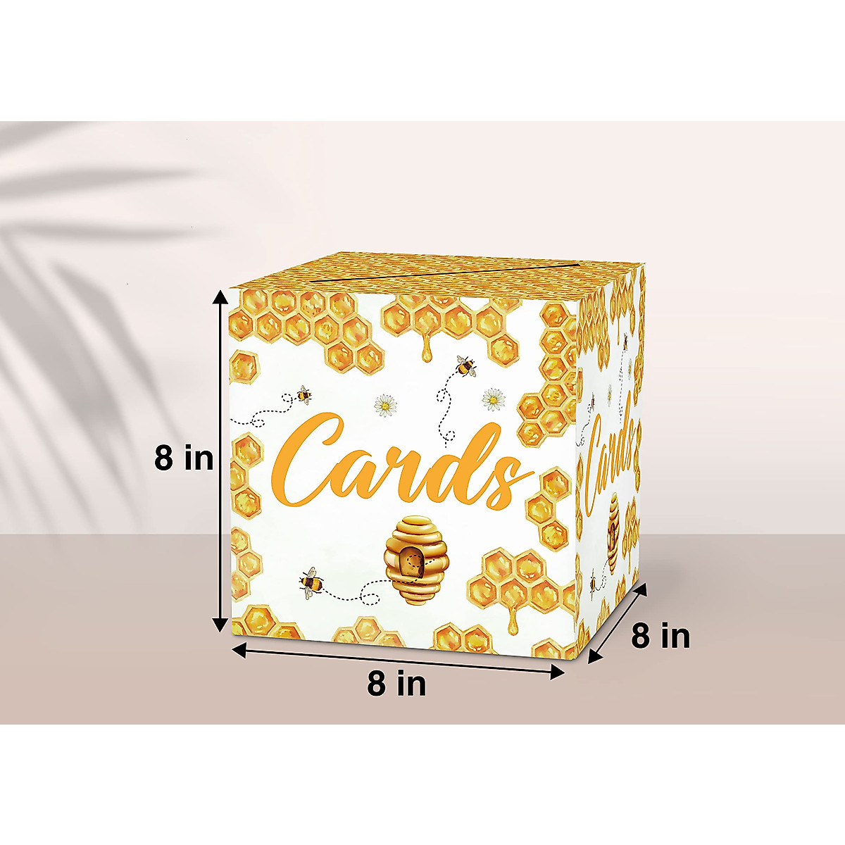 Bumble Bee Card Box - Honeycomb Collapsible Money Box or Gift Box for Baby & Bride Shower, Birthday, Wedding Reception, Engagement Party, Graduation - 8"x8"x8" Party Favors Decorations Boxes(05)