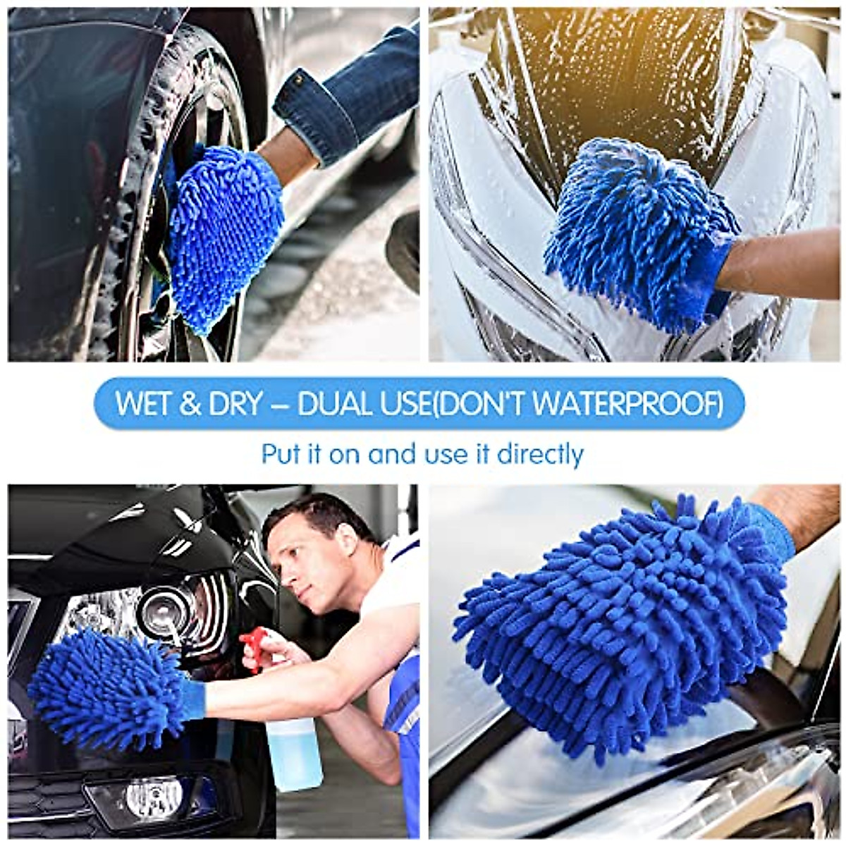 40 Pcs Car Polishing Kit Include 28 Pcs 5-6 Inch Microfiber Car Polishing Bonnet Pads 10 Pcs 6 Inch Wool Sponge Buffing and Foam Polish Pads Wax Buffer Polisher with Drill 2 Pcs Chenille Car Wash Mitt