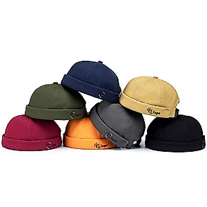 Croogo Unisex Rolled Cuff Harbour Hat Casual Lovers Visor-Less Skullcap Beanie Hat Brimless Docker Cap,Wine Red-OG01