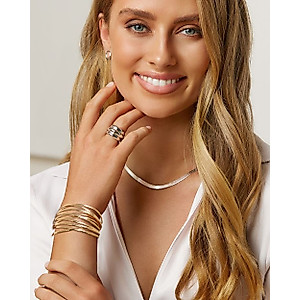 LILIE&WHITE Gold Cuff Bangle Bracelet For Women Gold Line Web Cuff Bracelet Chunky Gold Cuffs Cute Bangle Bracelet