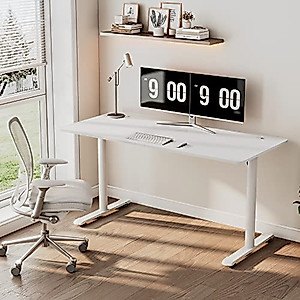 EUREKA ERGONOMIC White Gaming Desk, 60 Inch Large Home Office Computer Desk with Free Mouse Pad, I Shaped PC Gamer Students Teens Study Writing Table Laptop Sturdy Modern Workstation, Easy To Assemble