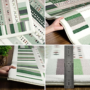 DweIke Large Fluffy Area Rugs for Living Room Bedroom, 5x7 Ft Thickened Memory-Foam Carpet, Machine-Washable Rug Suitable for Kids Girls Boys Bedroom Home Décor, Non-Slip Backing Rug, Green