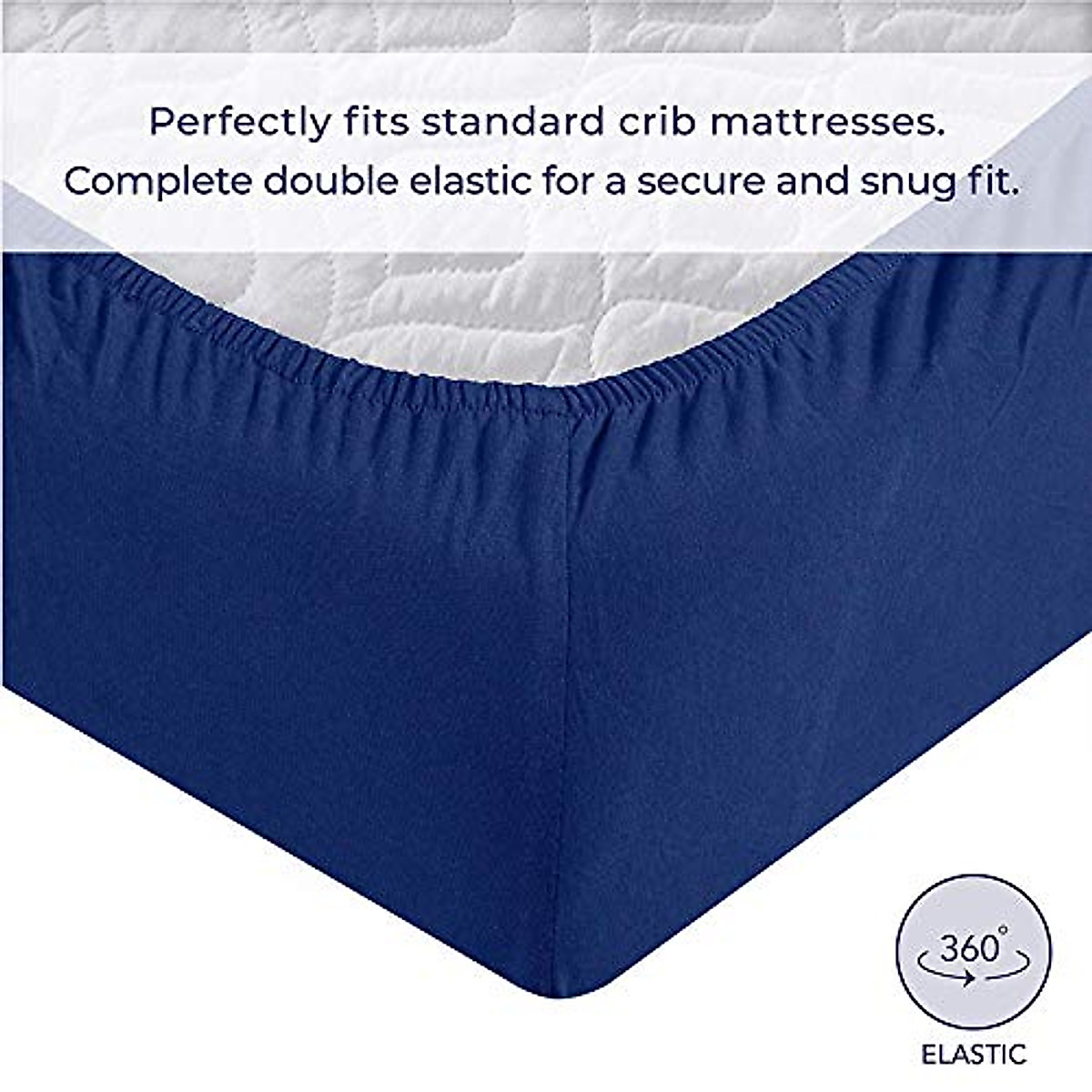 Cuddles & Cribs 100% Cotton Jersey Fitted Crib Sheet - 1 Pack, Denim