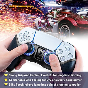 Hacker's Protective PS5 Controller Case Cover with Genuine Leather，Better Grip for Game Experience(Black)