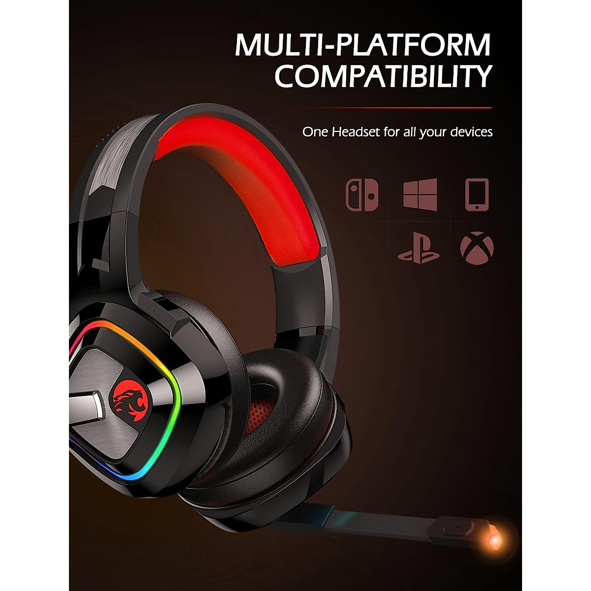 ZIUMIER Gaming Headset for PC, PS4, PS5, Xbox One, Xbox Series S/X, Switch, Noise Canceling Microphone, Stereo Surround Sound, 3.5mm Wired Gaming Headphones