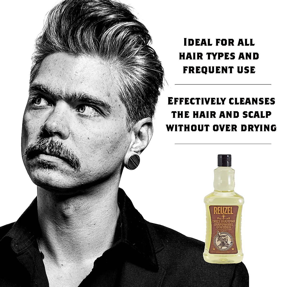 Reuzel Daily Shampoo, Cleanses Hair and Scalp, 33.81 oz