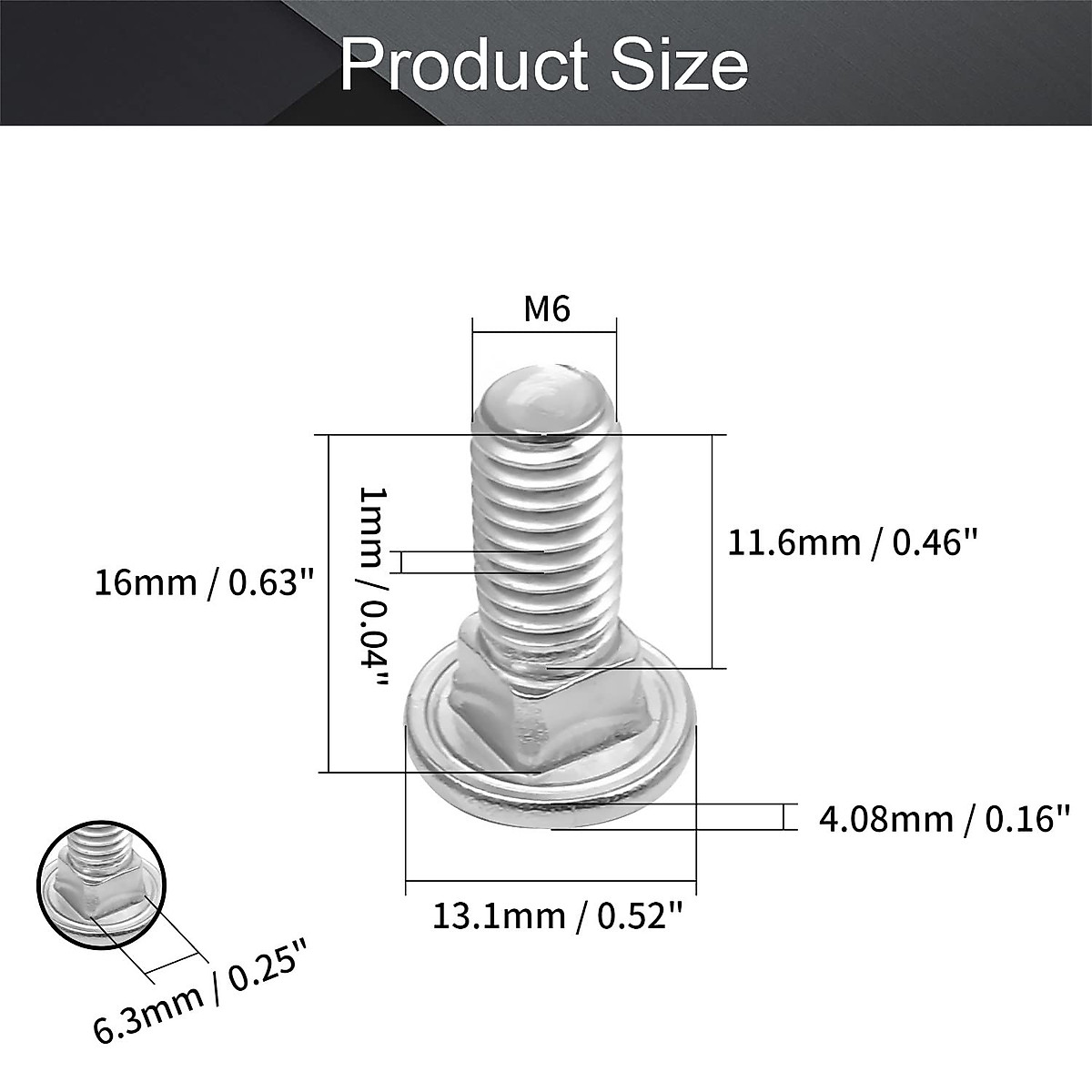 MroMax 40PCS M6x16mm Carriage Bolts Screws Half Round Head Square Neck Carriage Bolts Fully Threaded Bolt Fasteners 304 Stainless Steel Neck Carriage Bolt Silver Tone