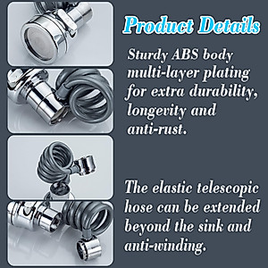 Kitchen Sink Sprayer, Sink Sprayer Attachment for Faucet, Faucet Sprayer Attachment, Faucet Extender Aerator with Stretchable Hose, Kitchen Water Saving Sink Sprayer, 3 Water Outlet Modes