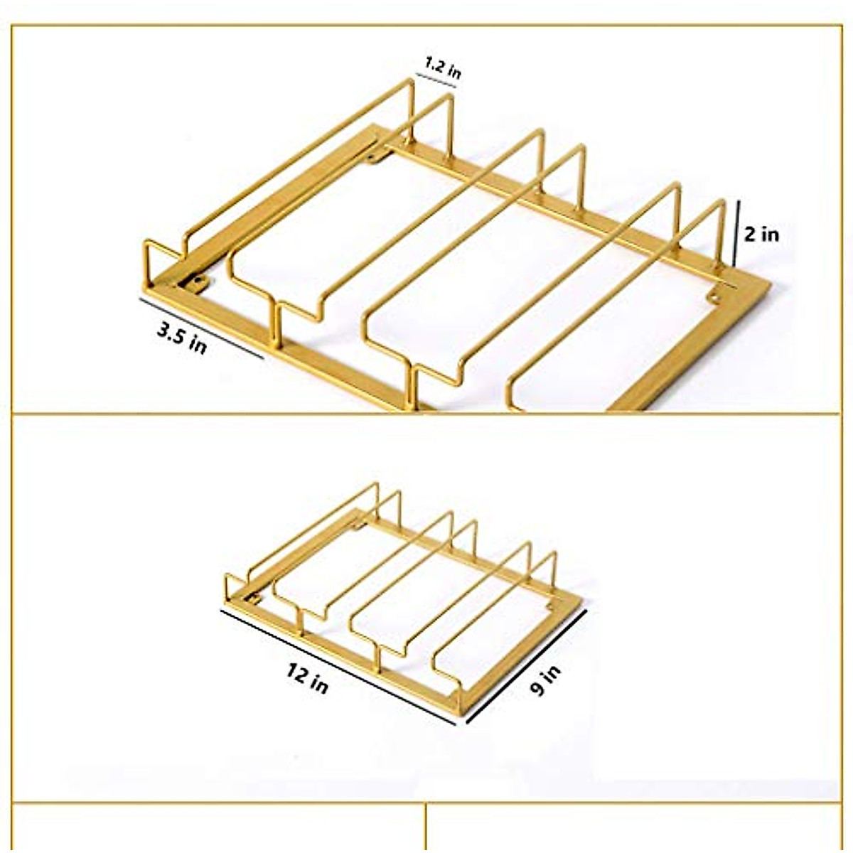 Wine Glass Rack under Cabinet Stemware Rack, Wine Glass Holder Organizer for Cabinet Kitchen Bar Glasses Storage Hanger(Gold)