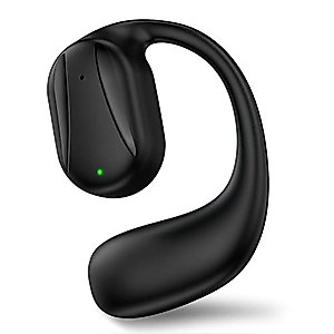 Single Open Ear Headphones [Only Left Ear], Wireless Bluetooth 5.2 Noise Cancelling 16 Hours Battery Life Headphone with Earhooks, Stereo Powerful Volume Headset for Sports Business Truck Driver-Black