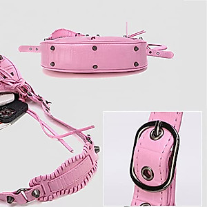 Women Punk Style Rivet Satchels Handbags Crocodile Pattern Shoulder Bags With Mirror And Card Hobo Bags