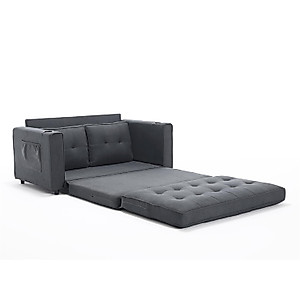LUMISOL 55" Folding Floor Sofa Bed, Convertible Futon Sofa with Cup Holders & Storage, Foldable Loveseat Sleeper Sofa Floor Gaming Couch for Living Room Small Space, Dark Grey