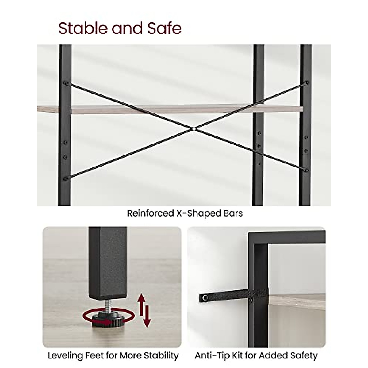 VASAGLE 6-Tier Tall Bookshelf, Large Bookcase with Steel Frame, Deep Book Shelf for Living Room, Home Office, Study, 11.8 x 31.5 x 73.2 Inches, Industrial Style, Greige and Black ULLS082B02