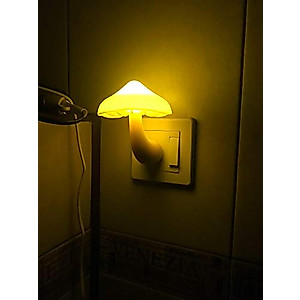 Sensor LED Night Lights for Adults Kids NightLight Cute Mushroom Night Light Plug in Wall Lamps for Bedroom, Bathroom,Toilet, Stairs, Kitchen, Hallway Corridor Warm Yellow