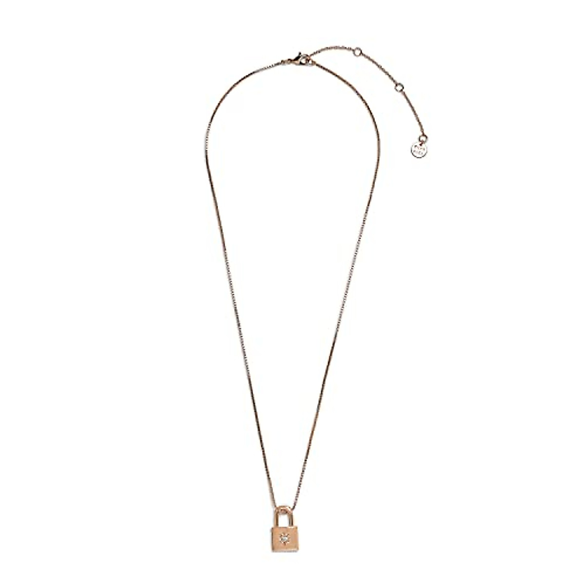 Pura Vida 18" Rose Gold-Plated Lock Pendant Necklace - Adjustable Chain, Brass Base - 3" Extender