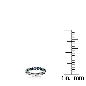 Ice Gems Sterling Silver London Blue Topaz 3mm Round-cut Eternity Band Ring, Size 6
