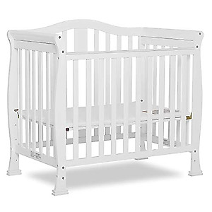 Dream On Me Addison 4-In-1 Convertible Mini Crib In White, Greenguard Gold Certified, Non-Toxic Finishes, Built Of New Zealand Pinewood, Comes With 1” Mattress Pad