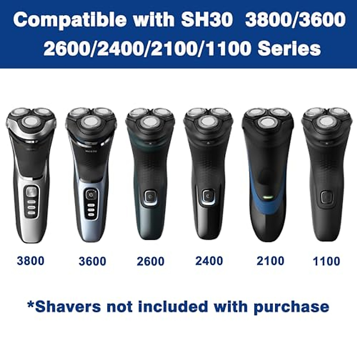 Replacement Heads For Norelco 3000 Replacement Blades Compatible With Philips Norelco Shaver 2500 S1311/82 & 3500 S3212/82 Heads.