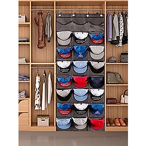 GOJUSO Hat Rack Wall Mount and 10 Adhesive Hat Hooks for Wall Over The Door with 4 Metal Hooks /4 Adhesive Hooks