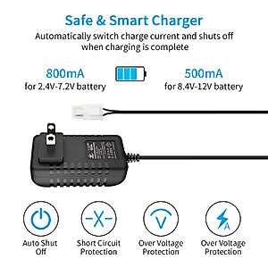 melasta 7.2V 8.4V 9.6V RC Battery Charger Compatible with Traxxas and Standard Tamiya 2.4V-12V(2S-10S) NiMH NiCd RC Car/Airsoft Battery Pack