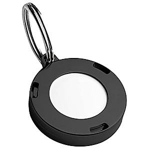 All Aluminum Case Compatible with Apple Airtag 2021, Protective Ultra-Durable Case for Airtags Holder, Includes Key Ring, CNC Keychain Accessories Anodized Finish (Black)