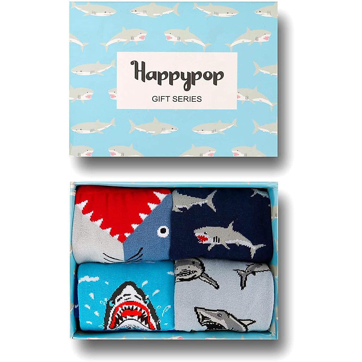 HAPPYPOP Crazy Kids Socks Fun Socks for Boys, Kids Boys Socks Childrens Socks Shark Gifts Shark Socks for Kids Boys 7-10 Years