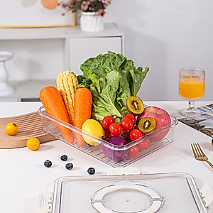 Amzcku Divided Serving Tray with Lid and Handle - Snackle Box Charcuterie Container for Portable Snack Platters - Clear Organizer for Candy, Fruits, Nuts, Snacks - Perfect for Party, Entertaining