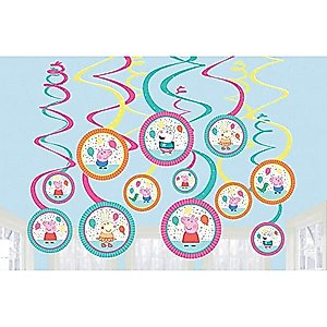 Peppa Pig Party Hanging Swirls | Multicolor | Decoration | 12 Pcs.