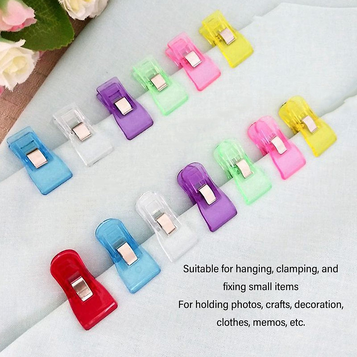 100 Pieces Multifunction Clips, Colorful Transparent Plastic Flat Tail Clip Set, Mini Transparent Plastic Clear Clips, Photo Clips, Clothespins Clip