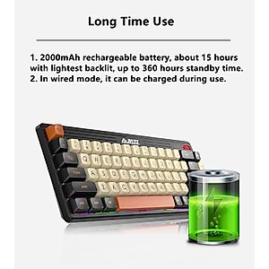 FIRSTBLOOD ONLY GAME. K690T Hot-Swappable 60% 2.4G Wireless/Bluetooth 5.0/USB Wired Triple Mode Mechanical Keyboard, 69 Keys Compact Gaming Keyboard, PBT Keycaps RGB Backlit, Brown Switch