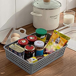 Neadas Rectangle Plastic Storage Baskets, Plastic Paper Baskets, 6-Pack