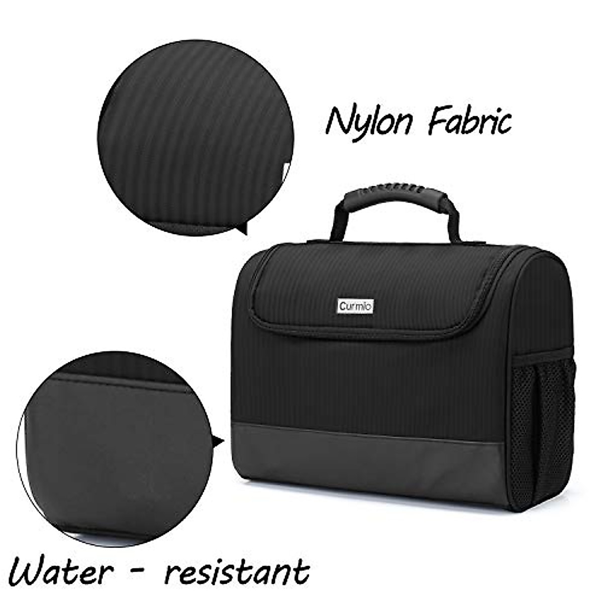 CURMIO Bartender Kit Bag, Portable Travel Carrying Bag with Rubber Handle for Bar Tools Set, Perfect for Home Indoor Outdoor Patio Party, Black (Bag ONLY, Patent Pending)