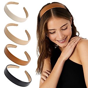 WOVOWOVO Leather Headbands for Women, 1Inch Non Slip Soft PU Hair Head Bands Diademas Para Mujer De Moda Cute Beauty Fashion Hairbands Hair Accessories