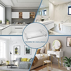 YIEZI Bathroom Organizer Countertop, 2-Tier Vanity Tray Corner Shelf for Makeup Cosmetic Perfume Skincare Bathroom Supplies and More, Multi-Functional Acrylic Organizer in Vanity Dresser Bathroom