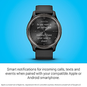 Garmin vívomove Trend, Stylish Hybrid Smartwatch, Long-Lasting Battery Life, Dynamic Watch Hands and Touchscreen Display, Black