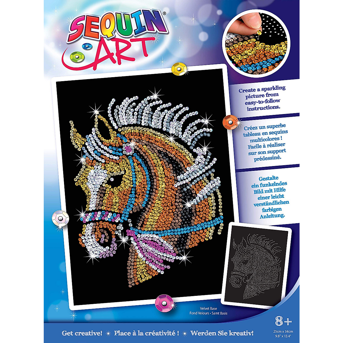 Sequin Art Blue Horse, Sparkling Arts and Crafts Kit; Creative Crafts for Adults and Kids