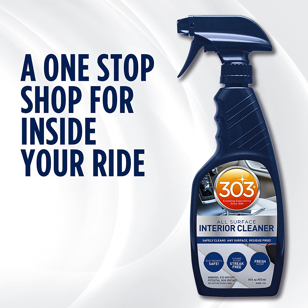 303 Products 30588CSR Interior Cleaner - Safely Cleans Any Surface, Residue Free - Safe for Use on Touchless Touch Screens, Including LCD - Cleans Glass Streak Free, 16 fl. oz. Packaging May Vary