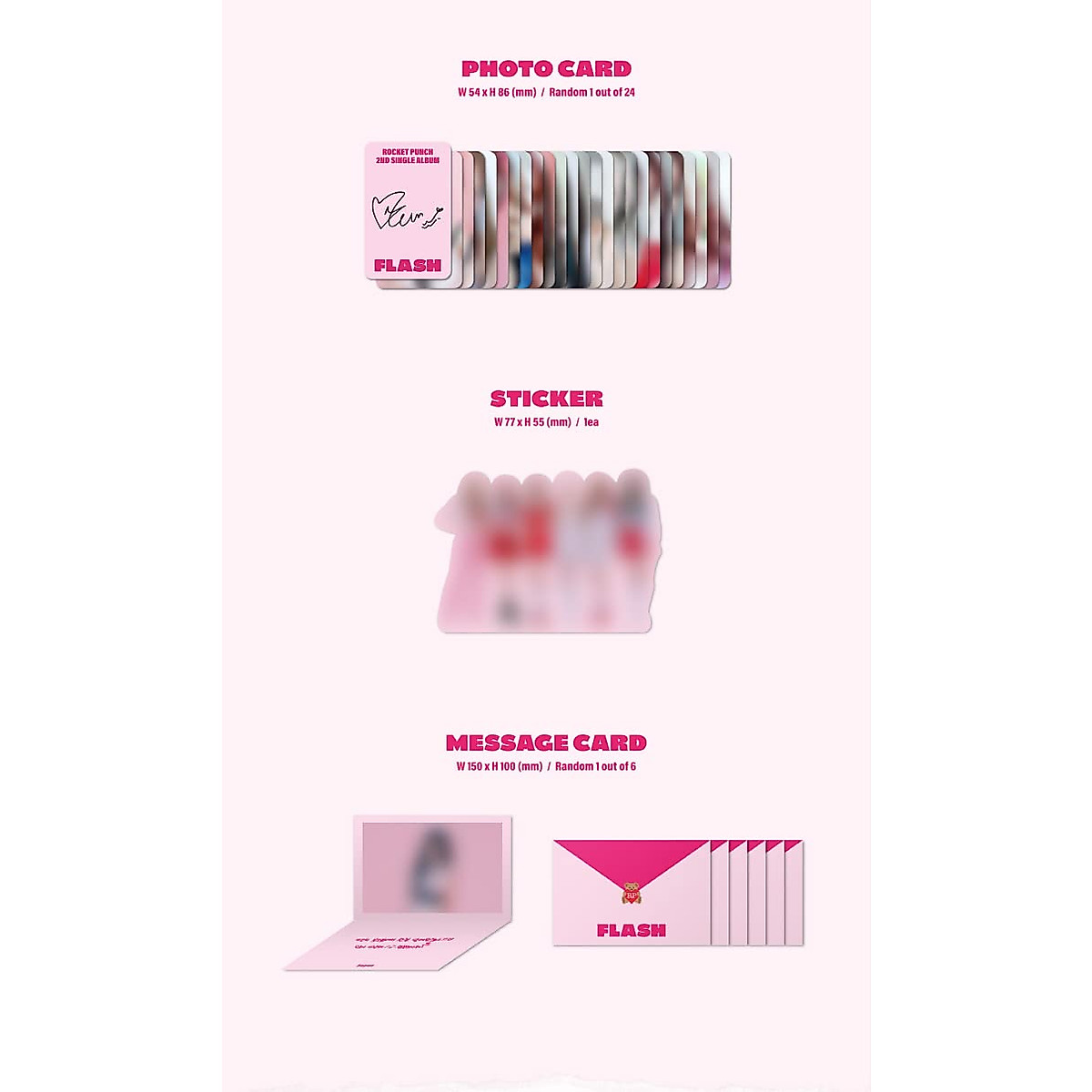 DREAMUS ROCKET PUNCH FLASH 2nd Single Album CD+Poster+Photobook+Photocard+Sticker+Message card+Tracking, Pink
