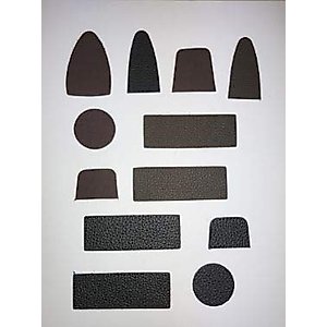 12 Piece Traditional Archery Leather Arrow Rest Assortment - Adhesive Backed - Recurve & Longbow Selfbow