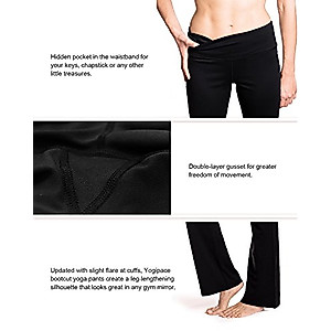 Yogipace 27"/28"/29"/30"/31"/32"/33"/35"/37" Inseam,Petite/Regular/Tall, Women's Bootcut Yoga Pants Long Workout Pants, 27", Black Size XXL