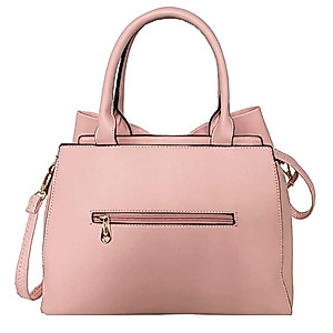 Rullar Women 2Pcs Handbag Set Bow-Knot Satchel Top-handle Crossbody Bag Tote Wallet Purse with Heart Pendant Pink